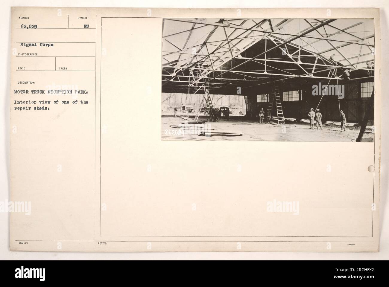 Interior view of repair shed in the Motor Truck Reception Park. The ...
