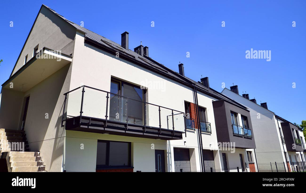 New single family houses in a new development area. Residential homes ...