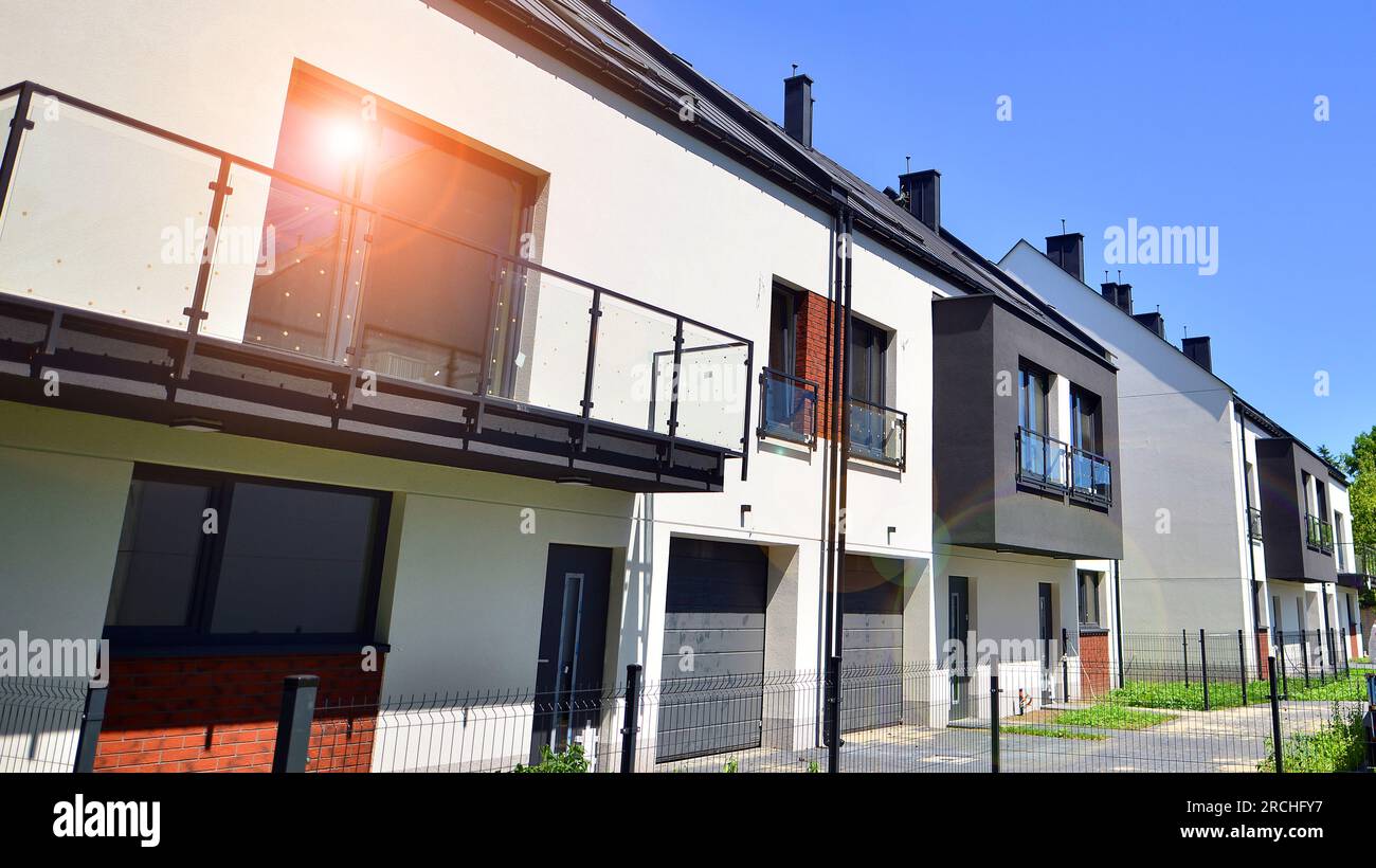 New single family houses in a new development area. Residential homes ...
