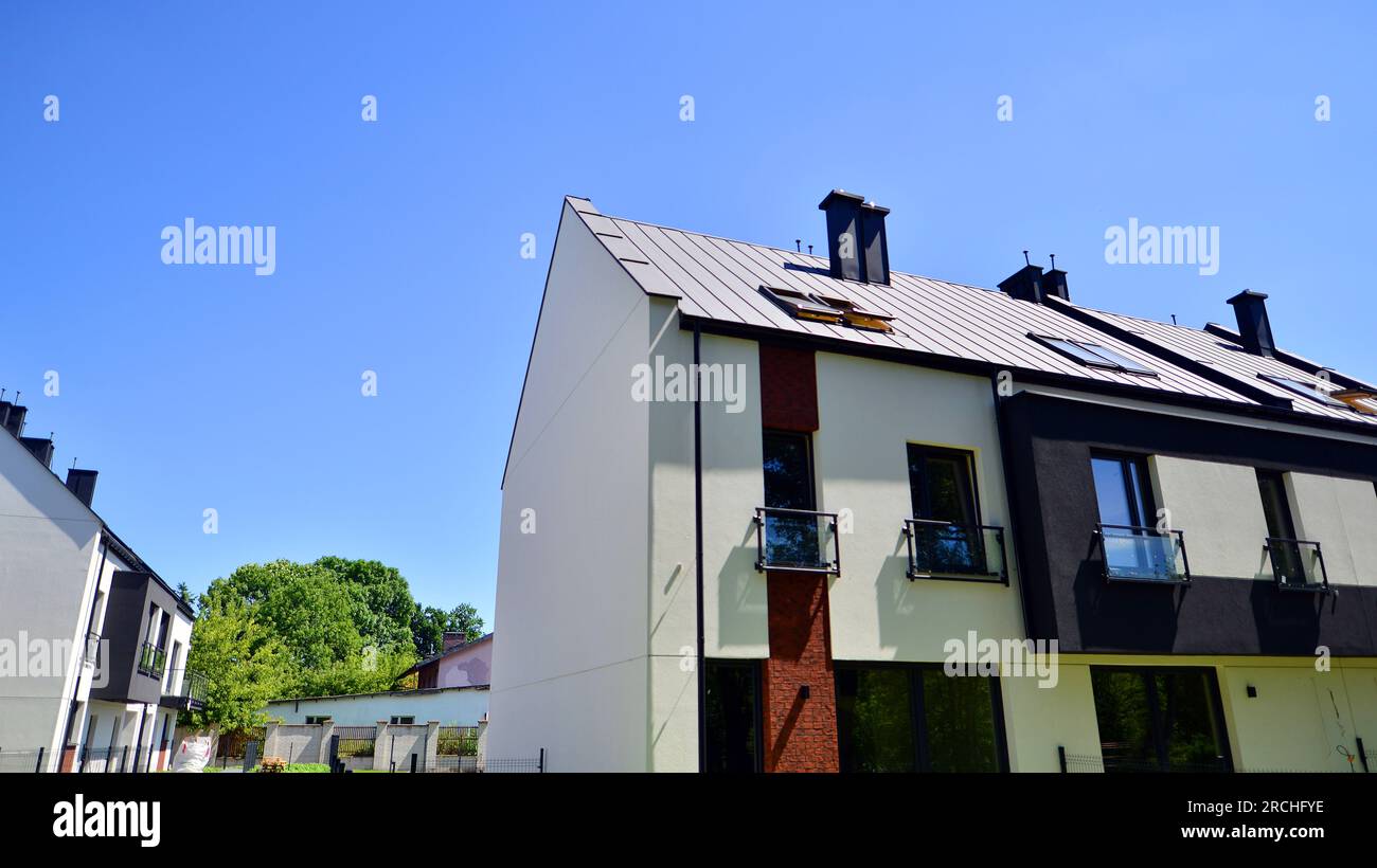 New single family houses in a new development area. Residential homes ...