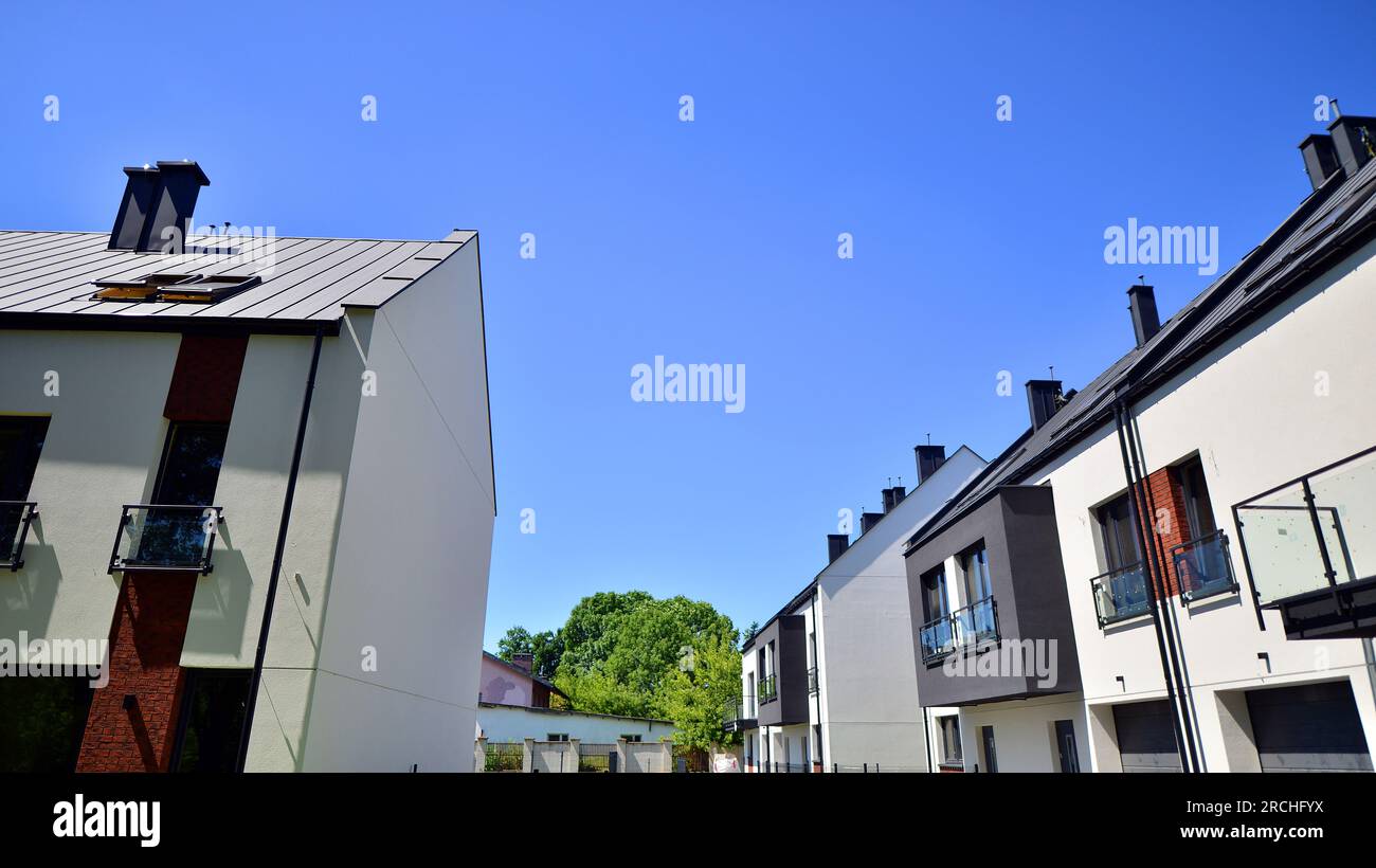 New single family houses in a new development area. Residential homes ...