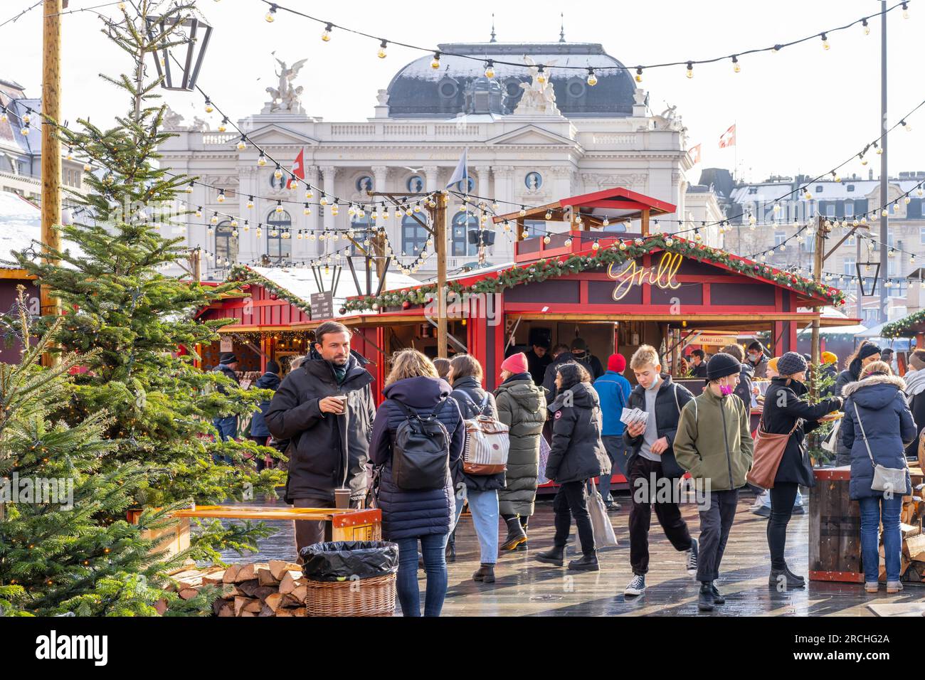 Opera House Christmas market, Zurich, Switzerland Stock Photo - Alamy