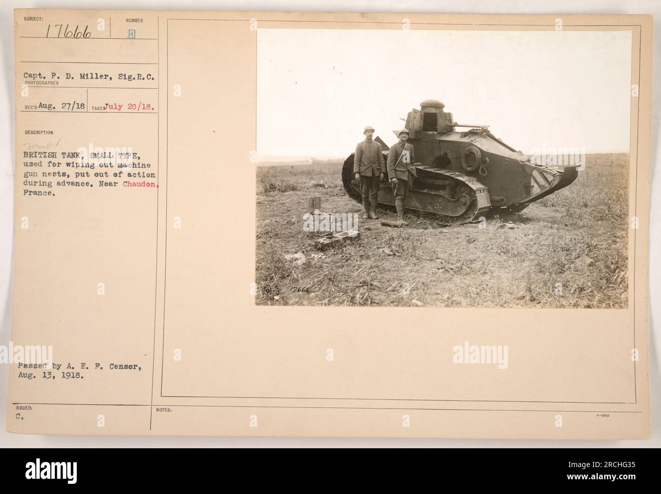 This photograph shows a British tank of small size that was used to ...