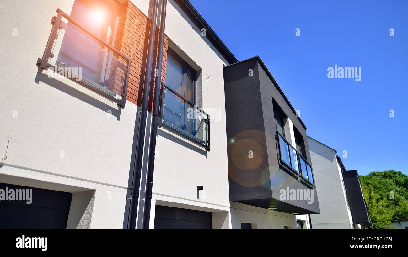 New single family houses in a new development area. Residential homes ...
