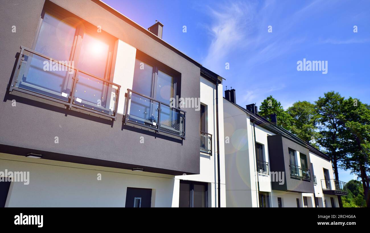 New single family houses in a new development area. Residential homes ...