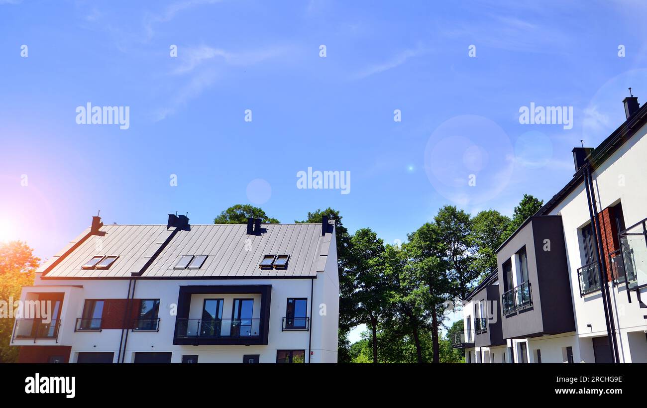 New single family houses in a new development area. Residential homes ...