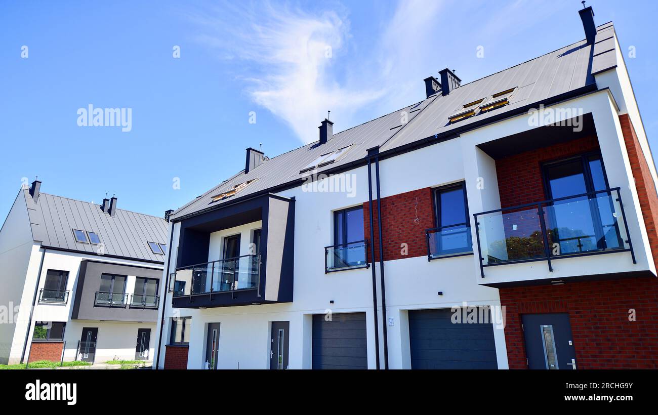 New single family houses in a new development area. Residential homes ...