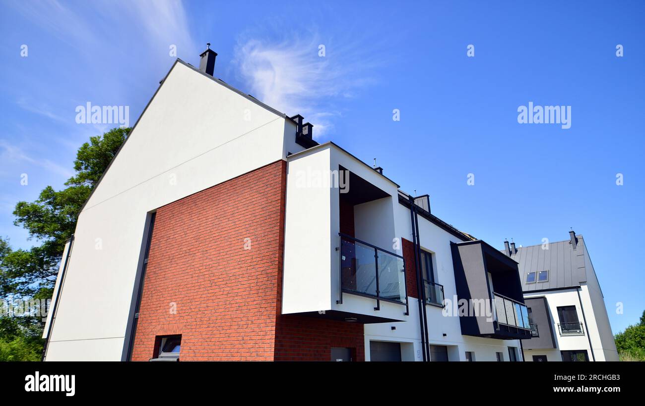 New single family houses in a new development area. Residential homes ...