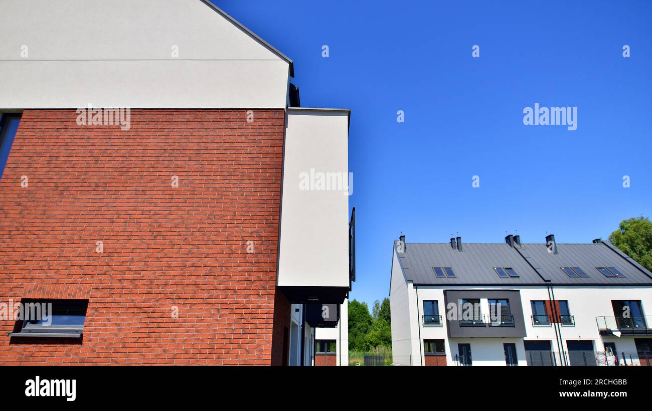 New single family houses in a new development area. Residential homes ...
