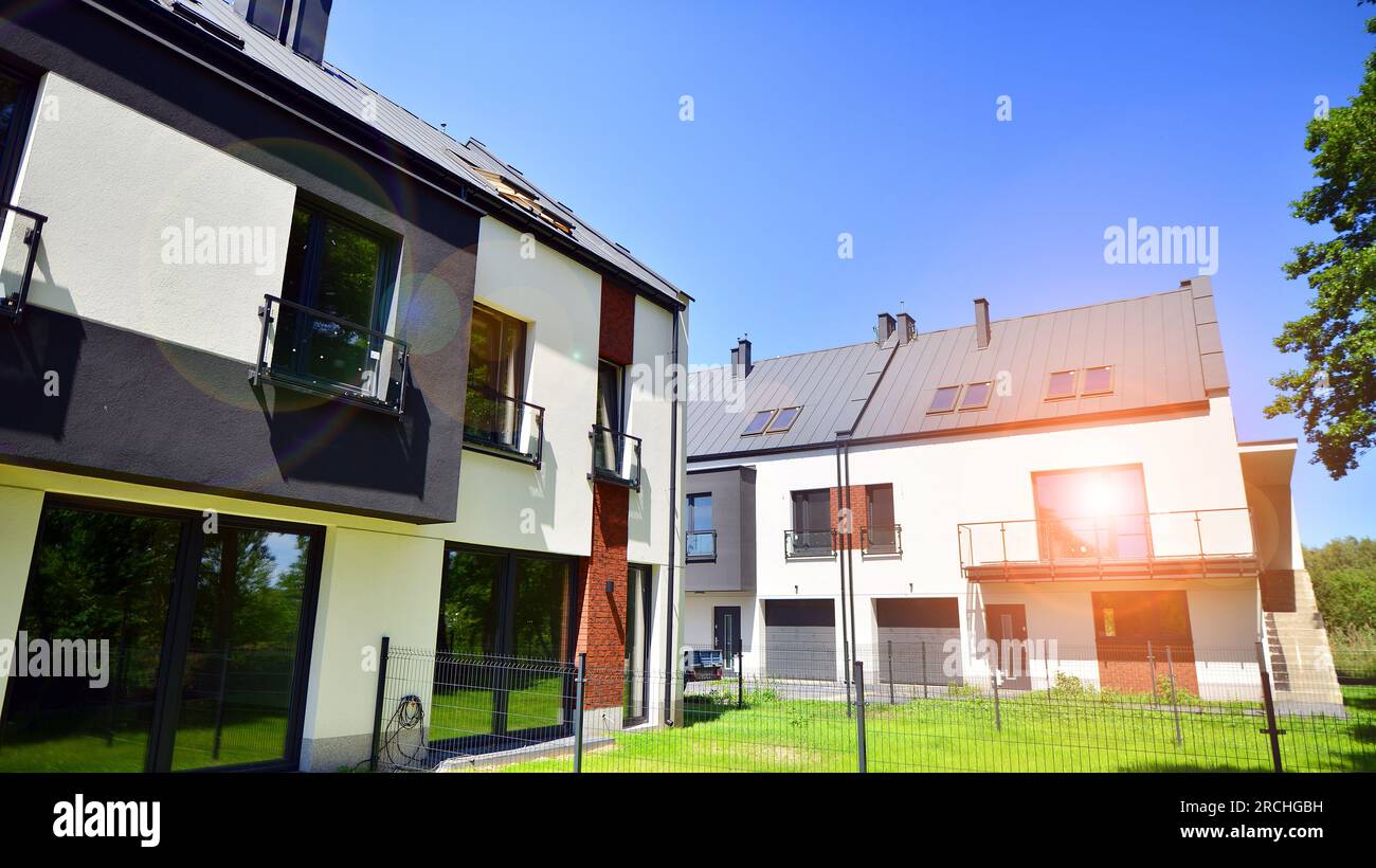 New single family houses in a new development area. Residential homes ...