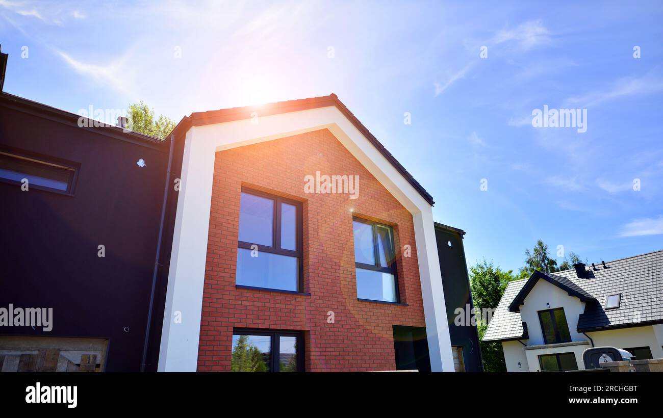 New single family houses in a new development area. Residential homes ...