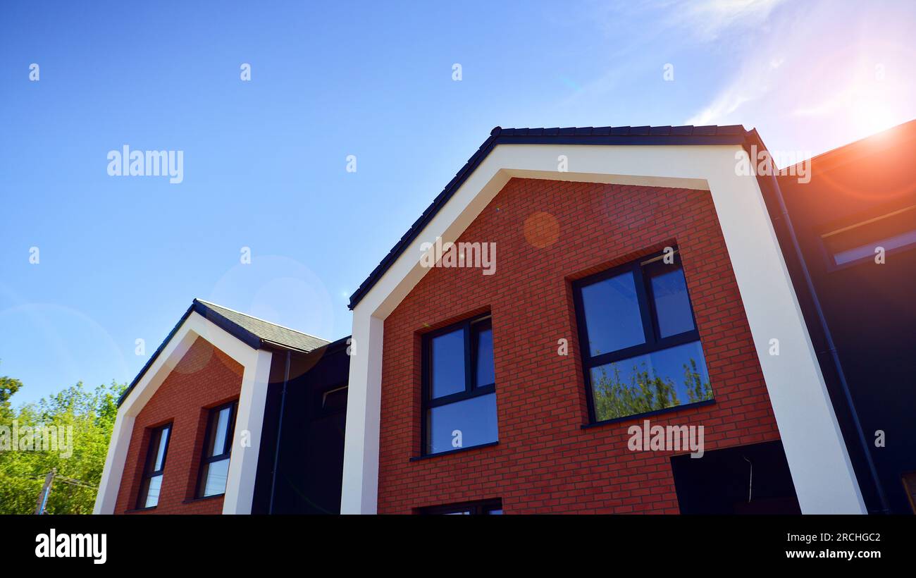 New single family houses in a new development area. Residential homes ...