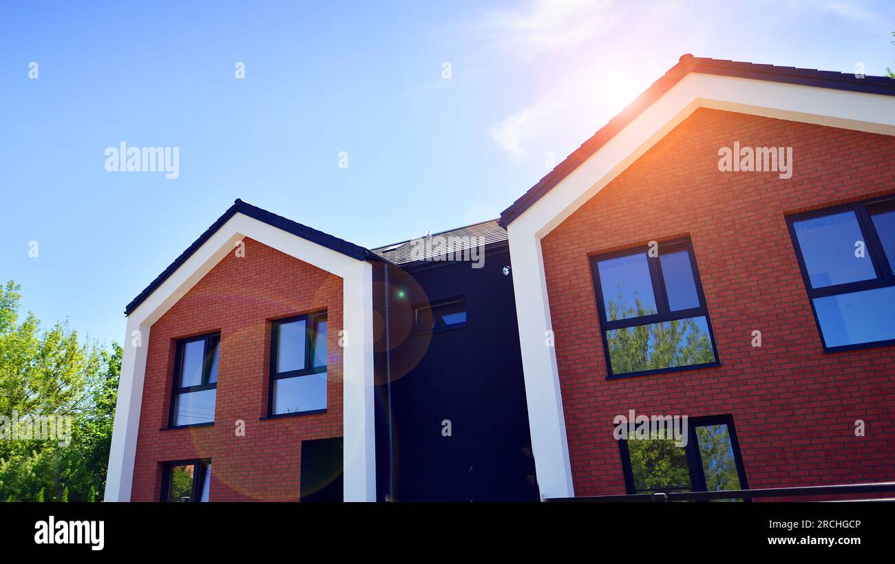 New single family houses in a new development area. Residential homes ...