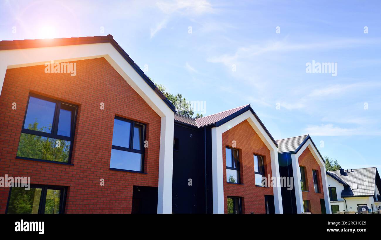 New single family houses in a new development area. Residential homes ...