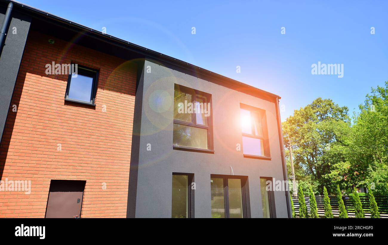 New single family houses in a new development area. Residential homes ...