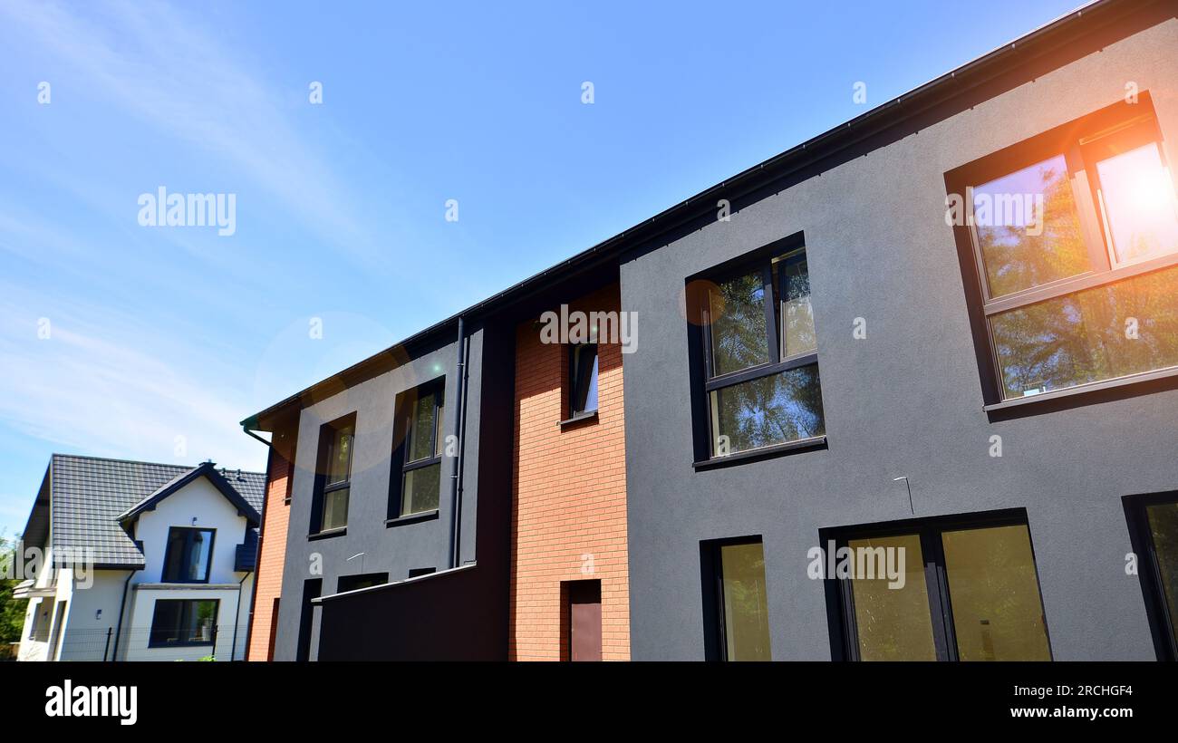 New single family houses in a new development area. Residential homes ...