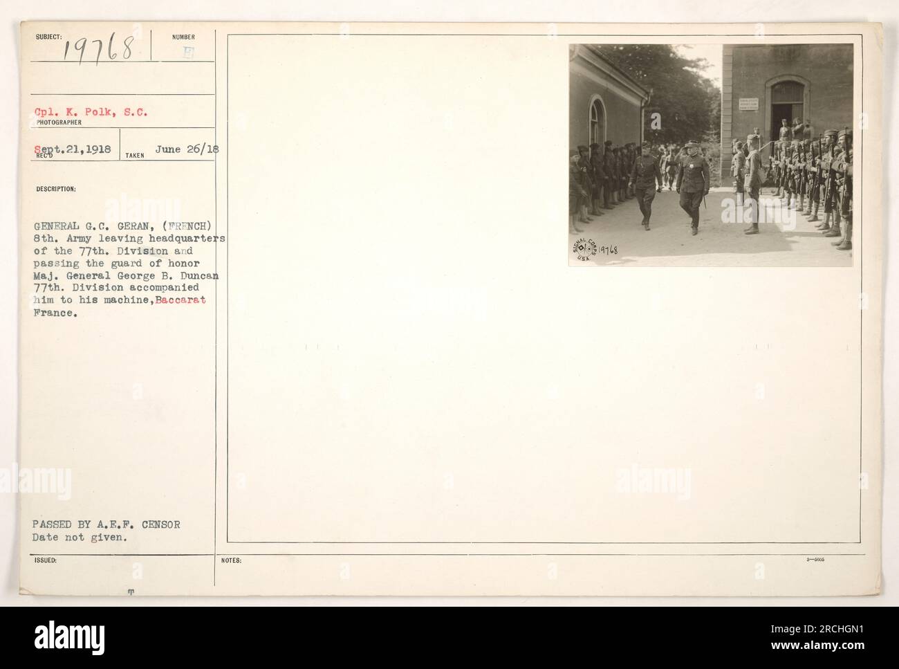 Cpl. K. Polk of the 8th Corps captured this photograph on June 26, 1918 ...