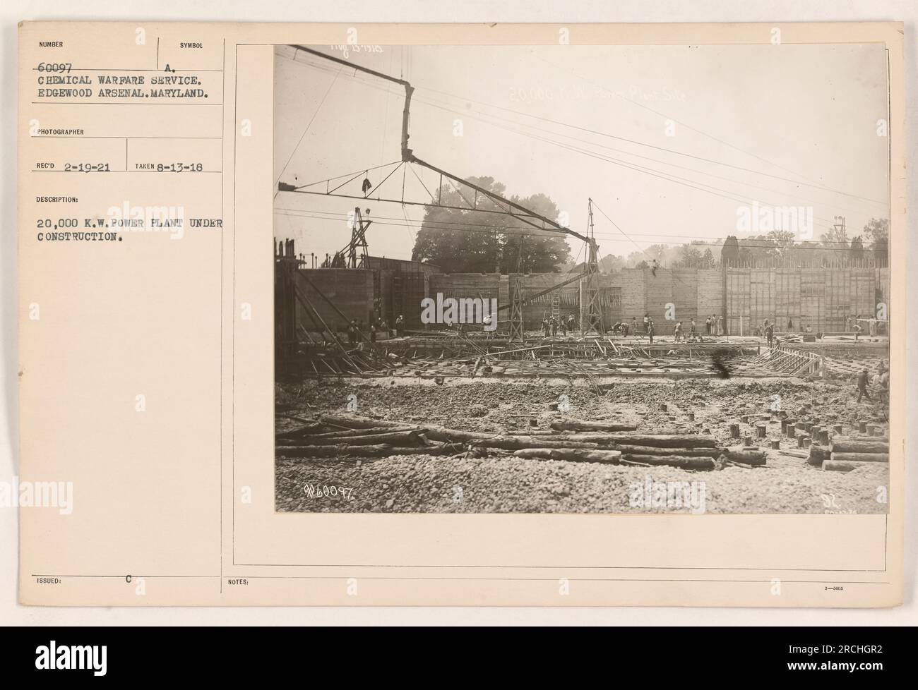 "Photograph of the construction site for a 20,000 KW power plant at the ...