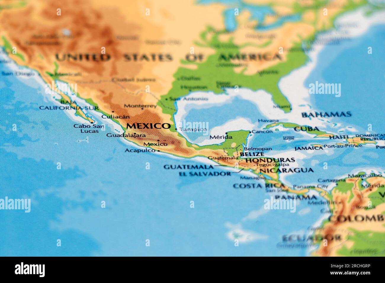 world map with north american continent, mexico in focus Stock Photo ...