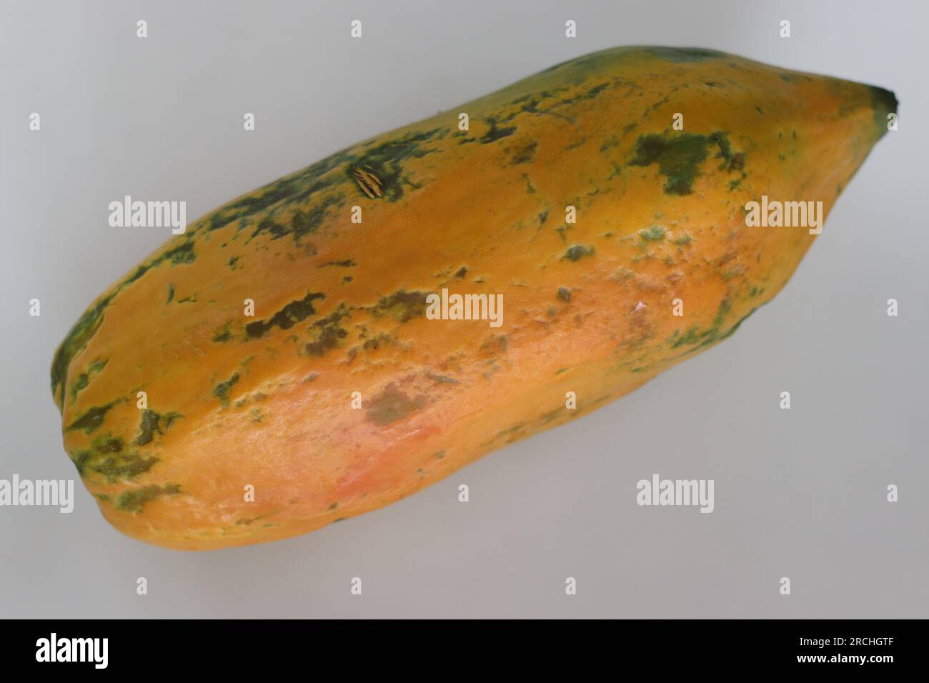 Ripe and ready to eat papaya. Long ripe papaya with orangish yellow ...