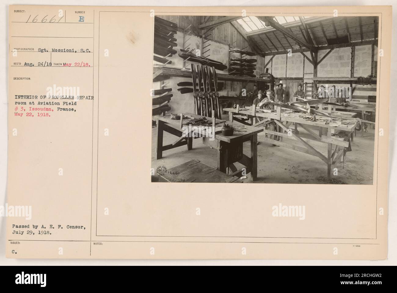 Interior of a propeller repair room at Aviation Field #3 in Issoudon ...