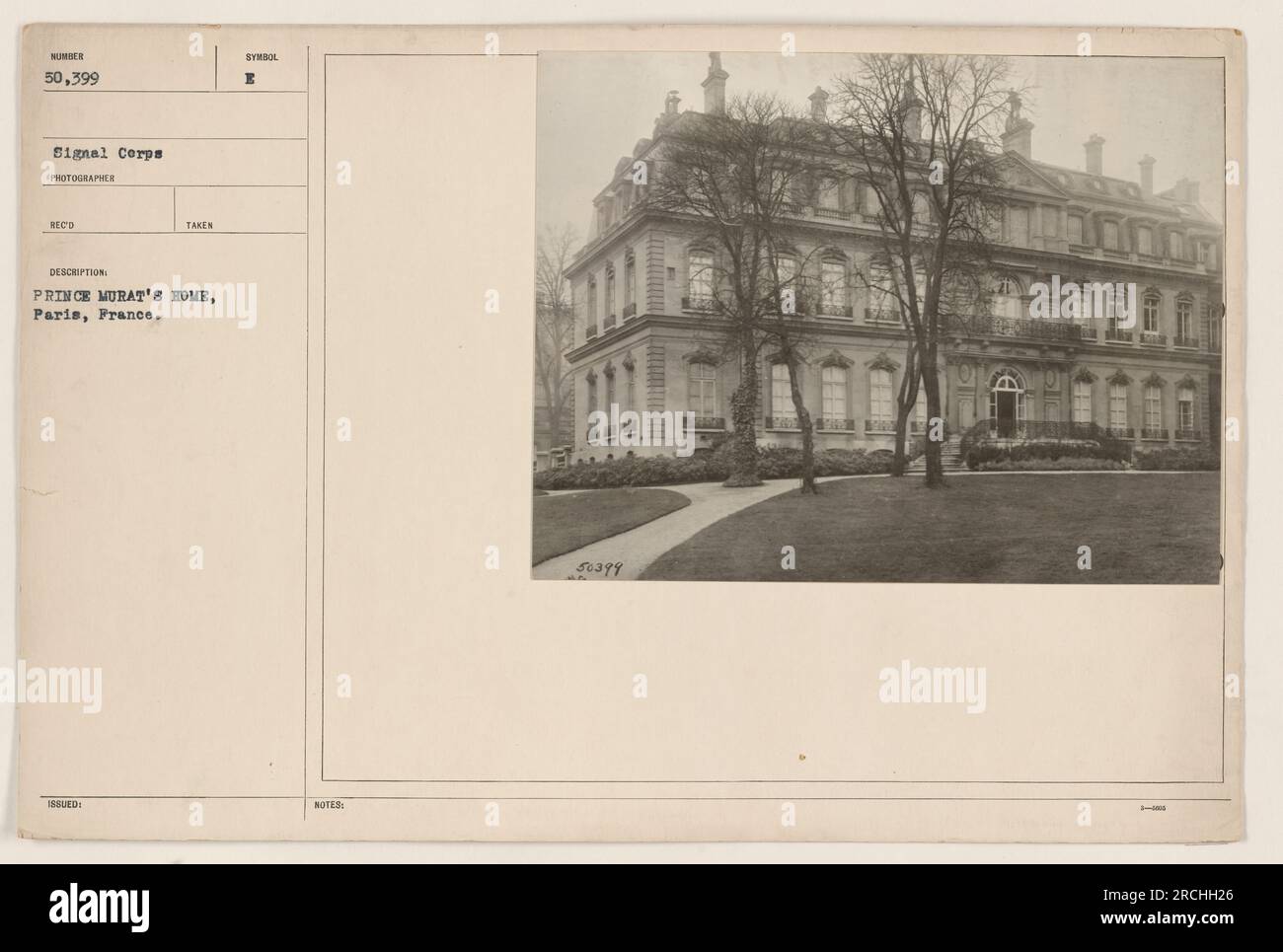 Image of Prince Murat's home in Paris, France during World War One. The ...
