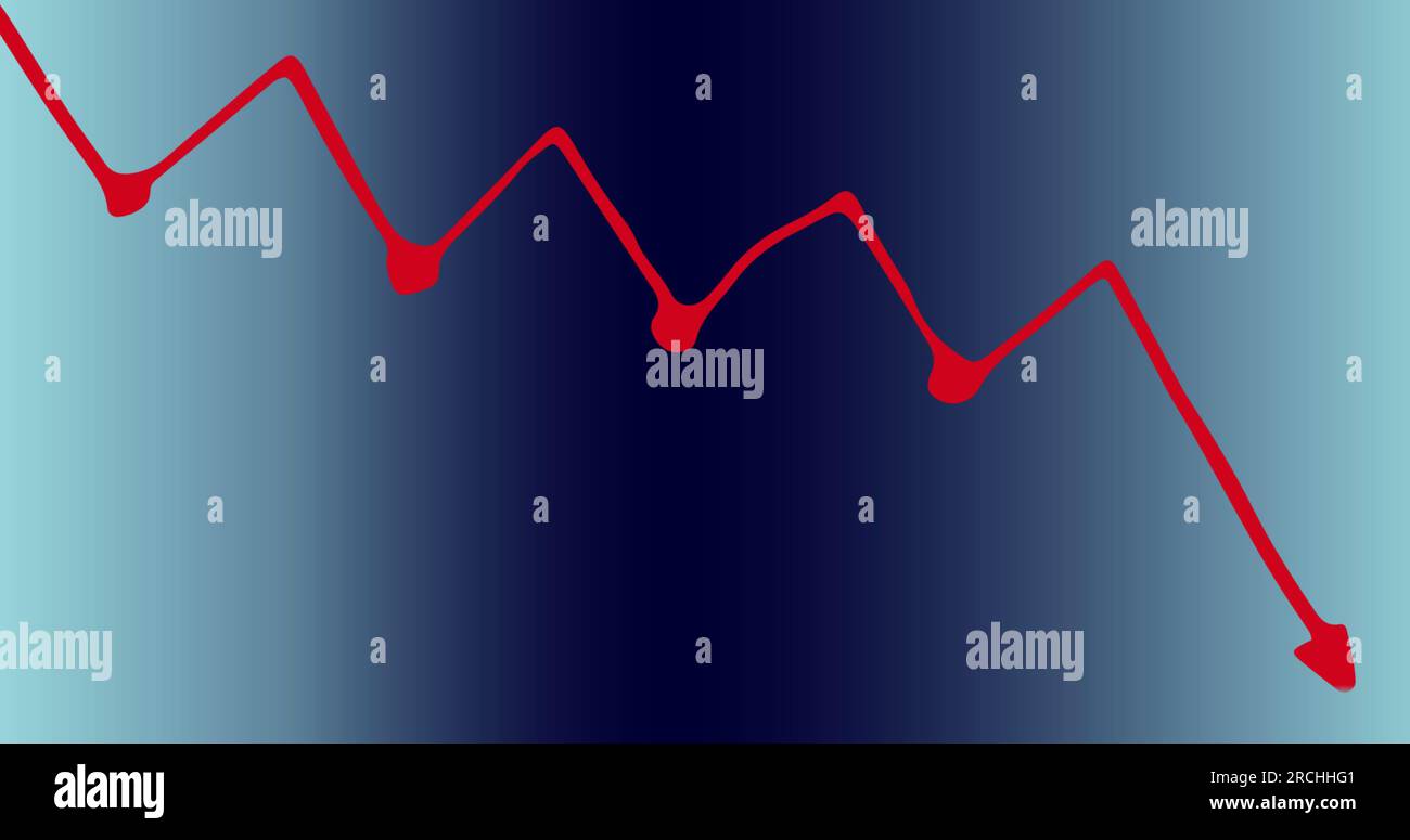 Composite of red arrow statistics over blue background Stock Photo - Alamy