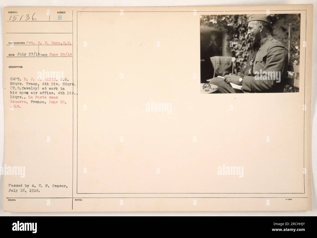 Capt. H.J.M. Smith, the commanding officer of Headquarters Troop, 4th ...