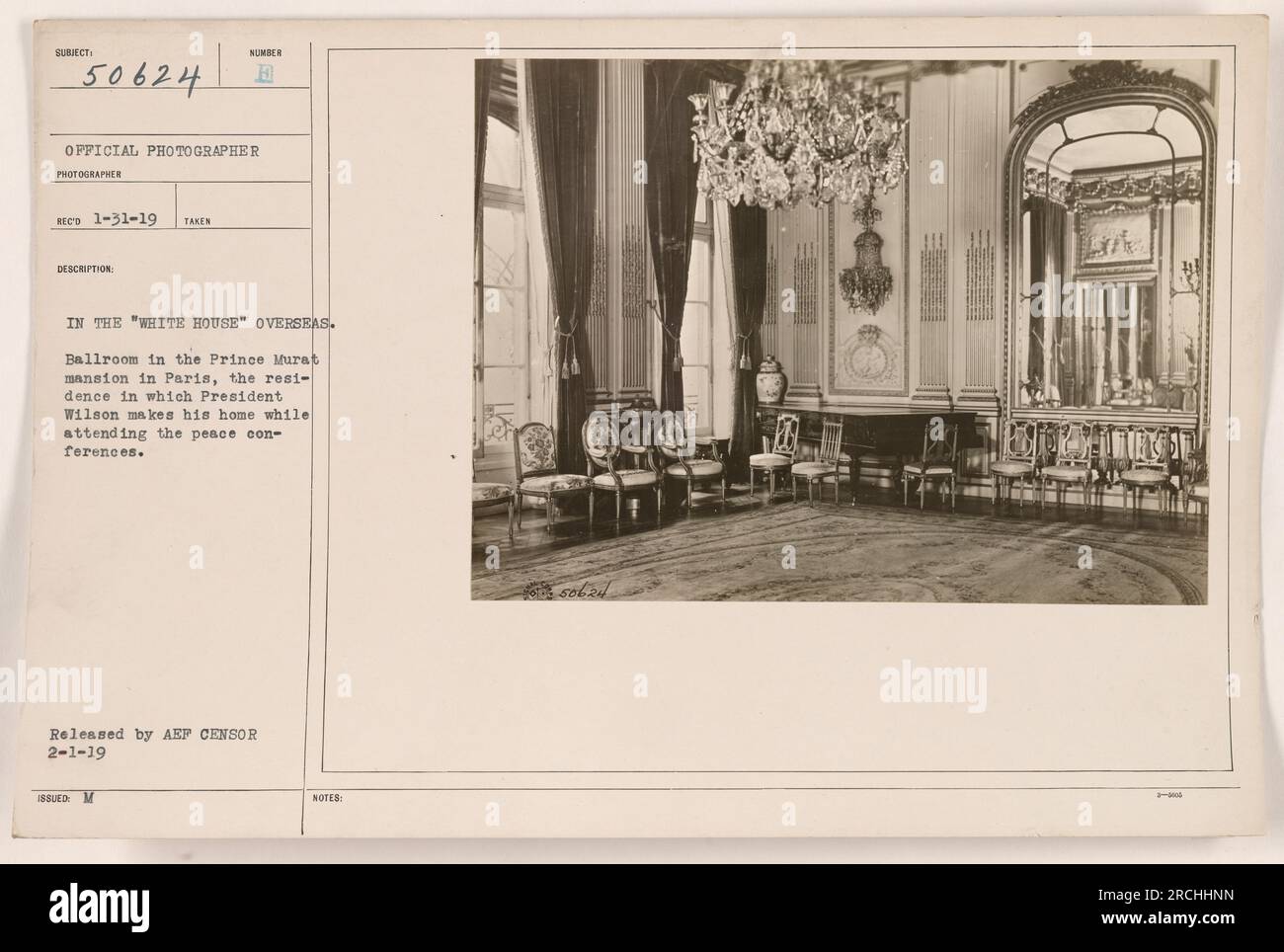 Ballroom in Prince Murat mansion in Paris, used as President Wilson's ...