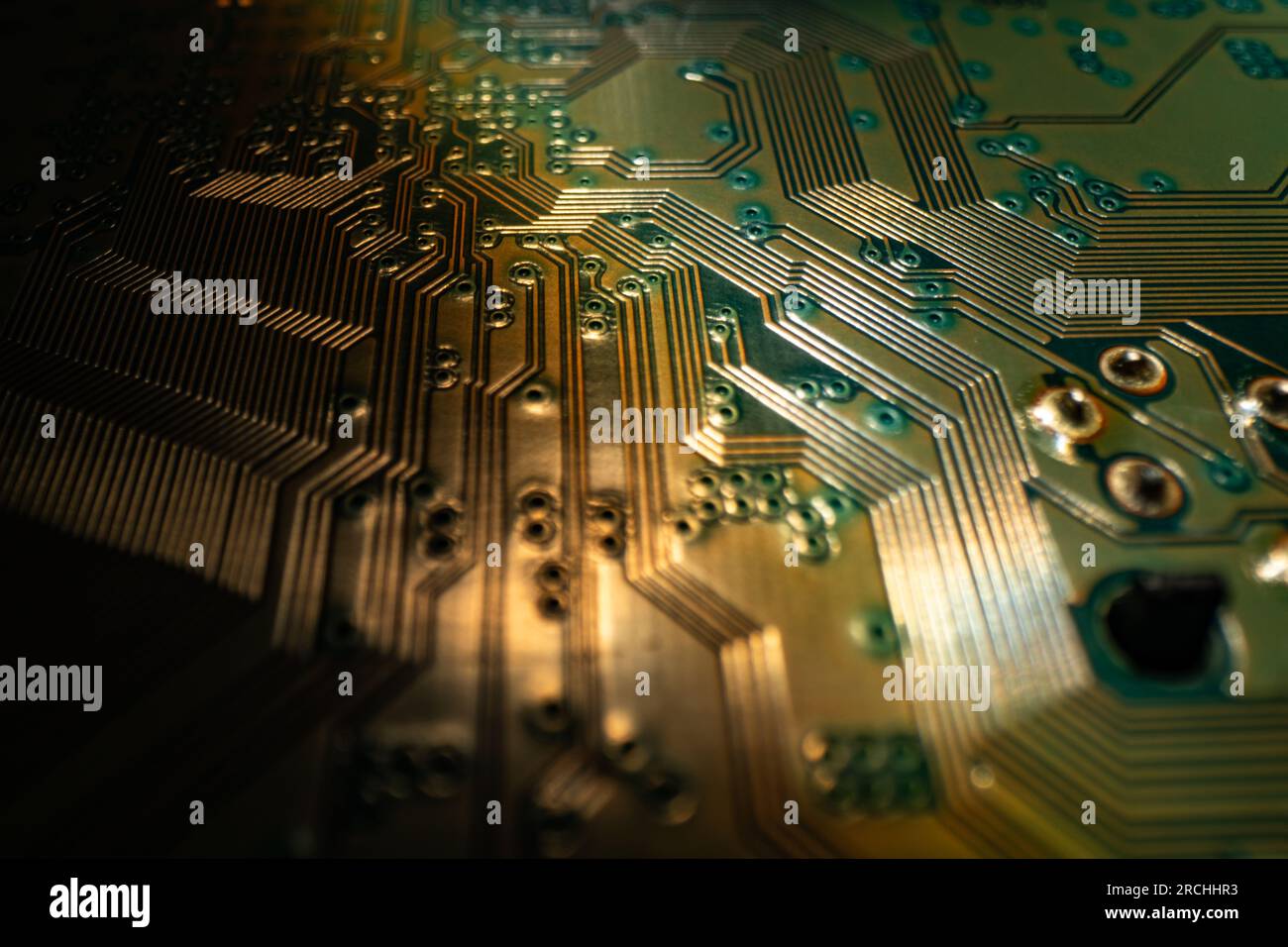 Semiconductors chip. Technology background. High tech electronic circuit board background. Close ...