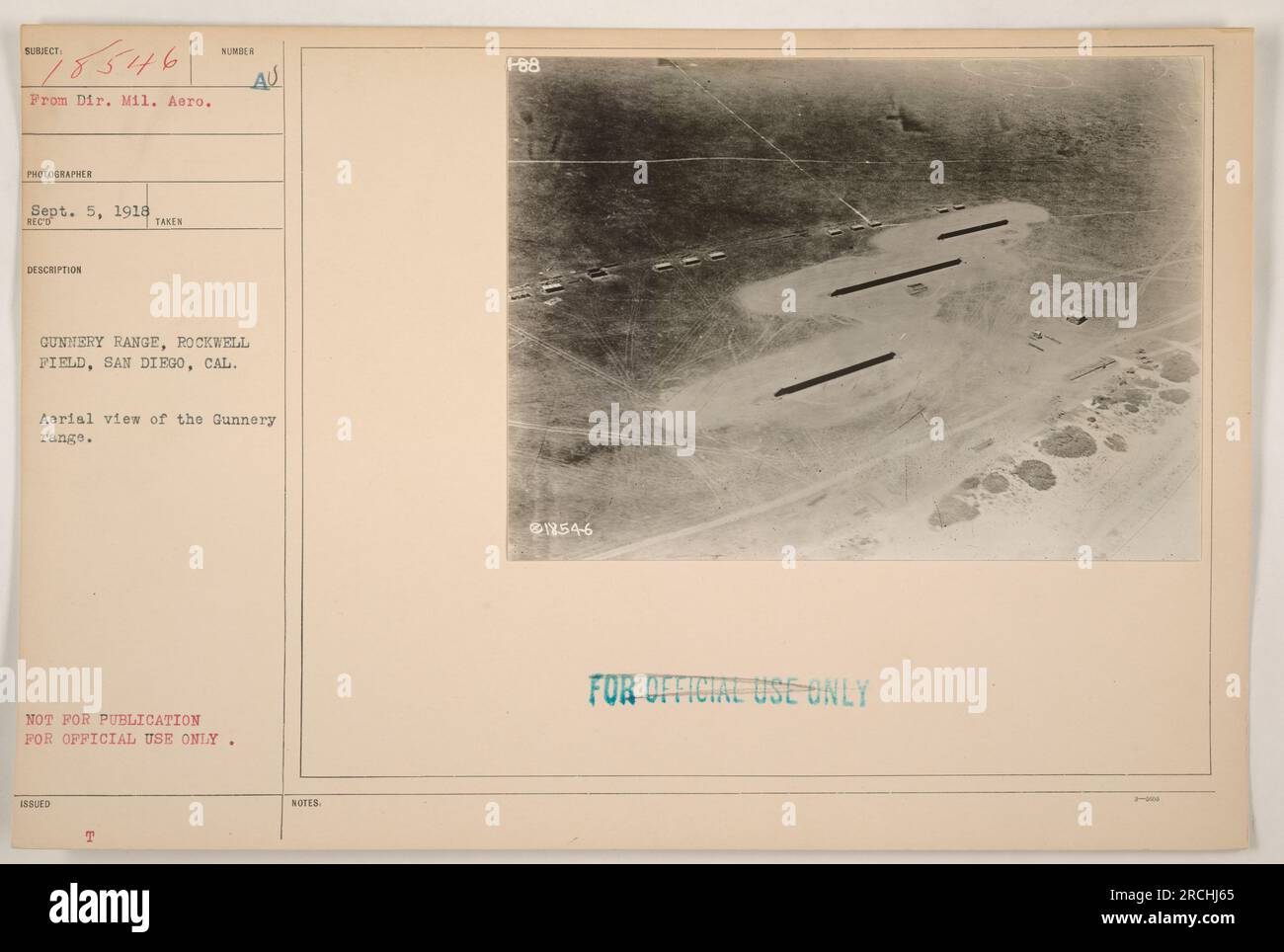 Aerial view of the Gunnery Range at Rockwell Field in San Diego ...