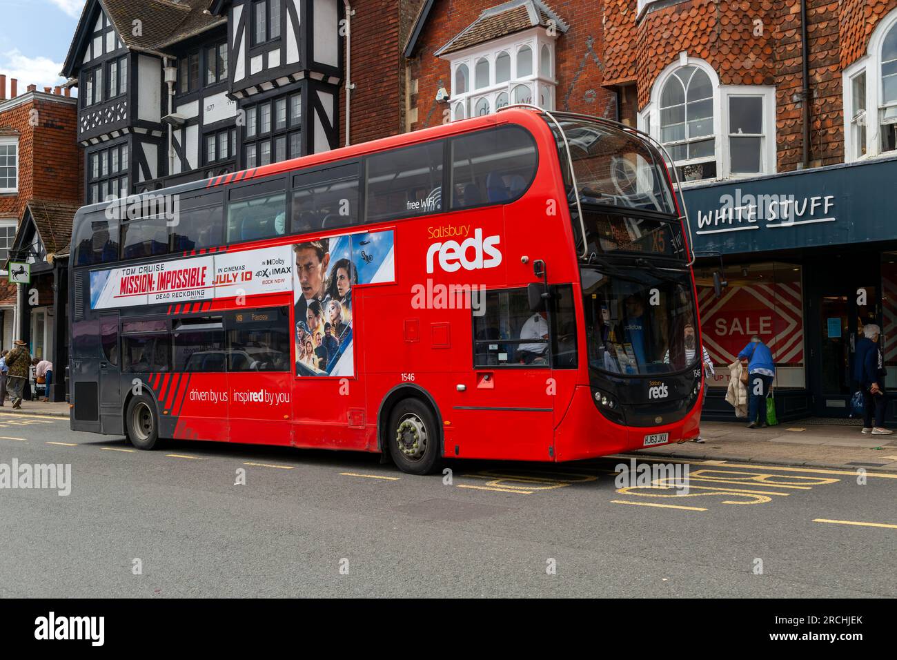 Salisbury Reds double decker bus, Marlborough, Wiltshire, England, UK ...