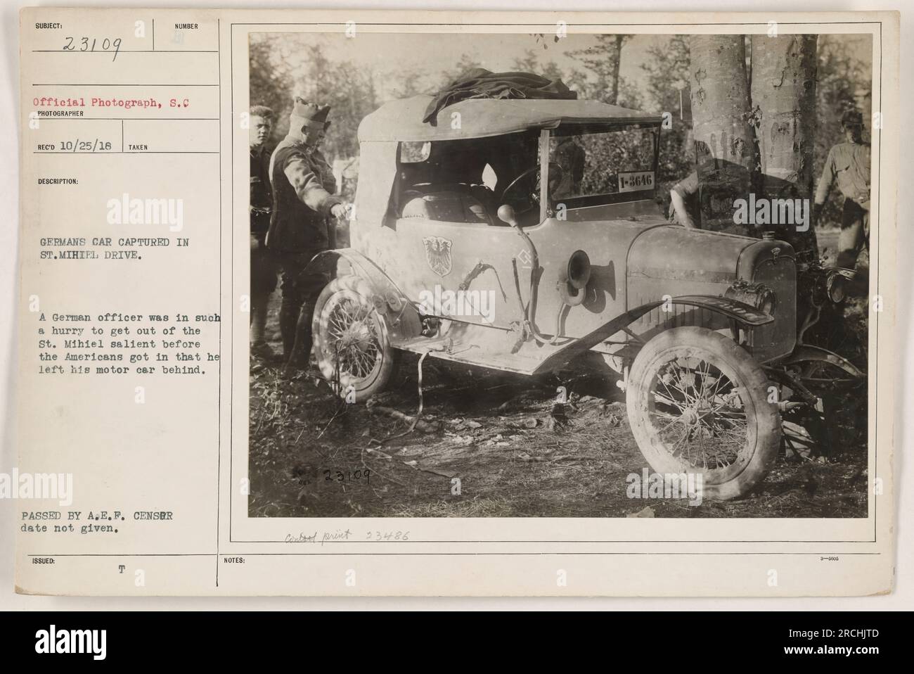 A German officer left his motor car behind in the St. Mihiel salient ...