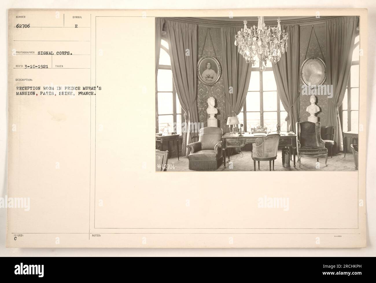 Reception room in Prince Murat's Mansion, located in Paris, Seine ...