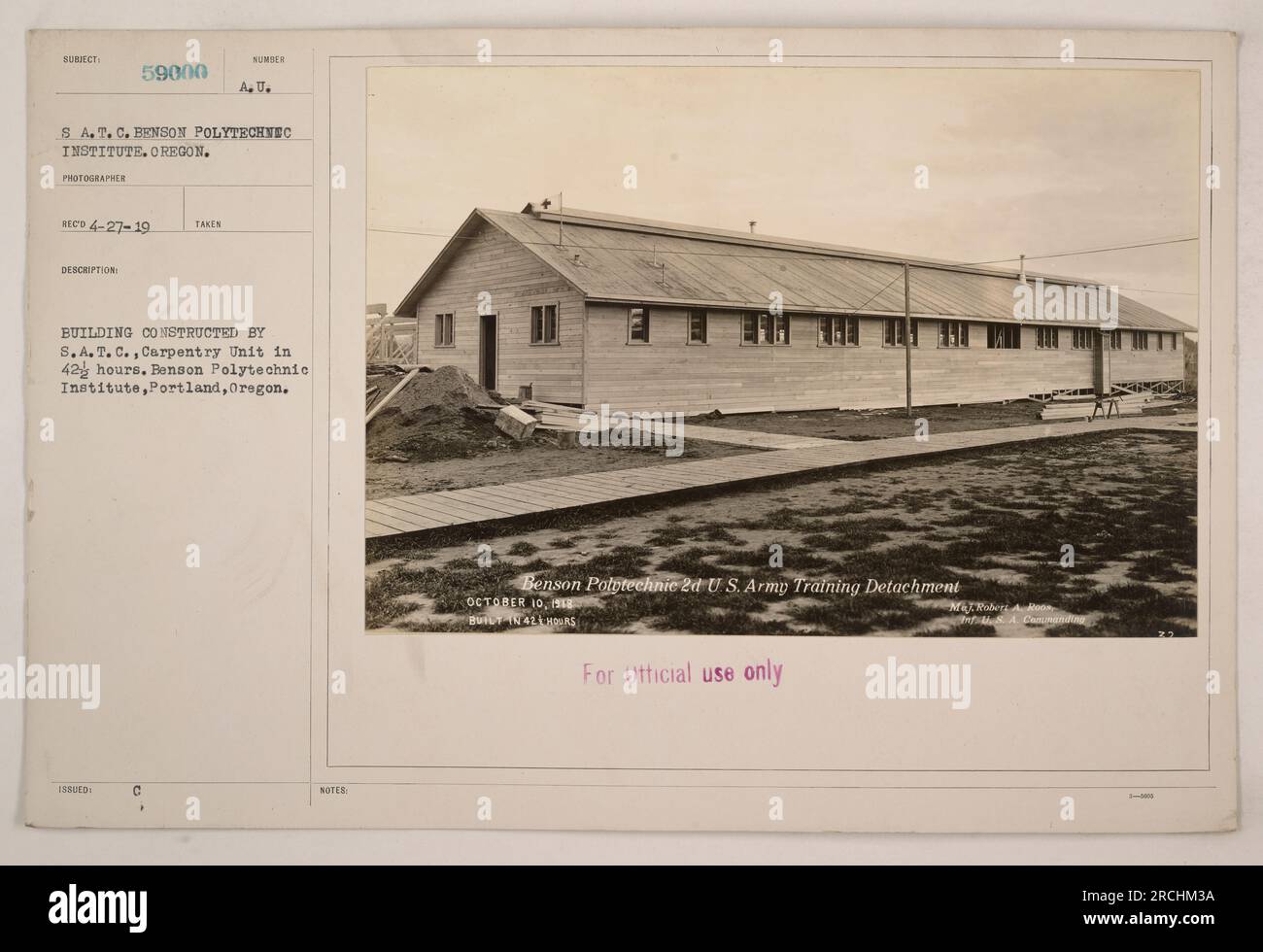 Building constructed by S.A.T.C., Carpentry Unit in 42 1/2 hours ...