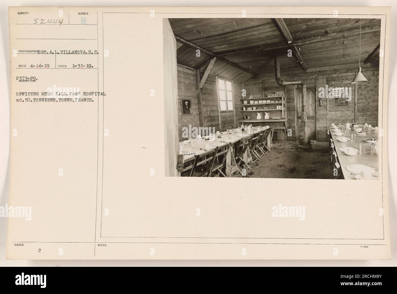 "Officers gather in the mess hall of Camp Hospital No. 50 in Tonnerre ...