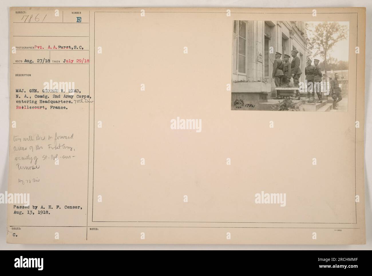 Major General George W. Read, N.A., commanding the 2nd Army Corps, is ...