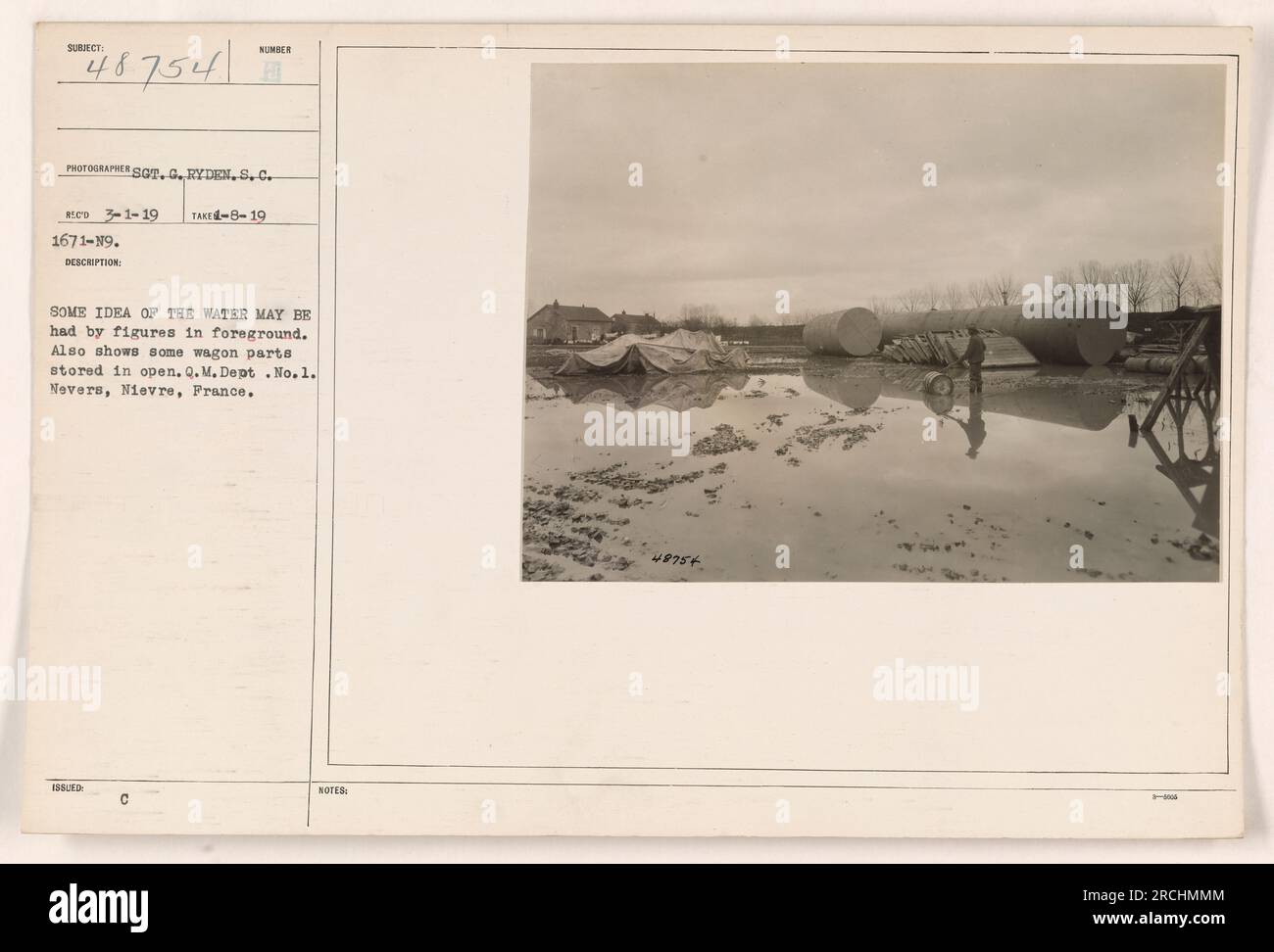 Q.M. Depot No. 1 in Nevers, Nievre, France shows figures in the ...