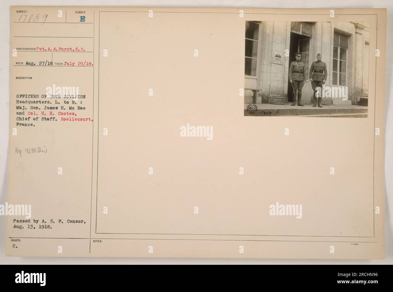 Maj gen james h mc rae hi-res stock photography and images - Alamy