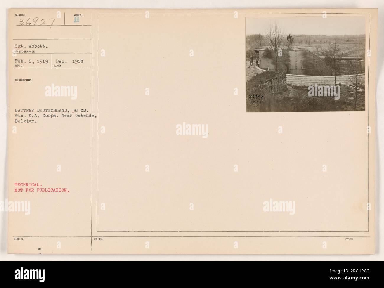 Sgt. Abbott photographed this image on February 5, 1919, showing ...