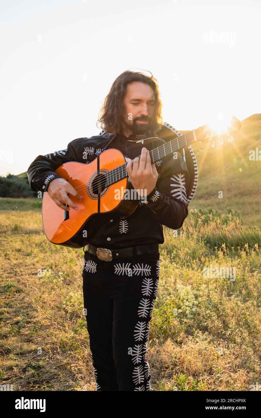 Mexican musicians mariachi with guitar.Mexican musicians mariachi with ...