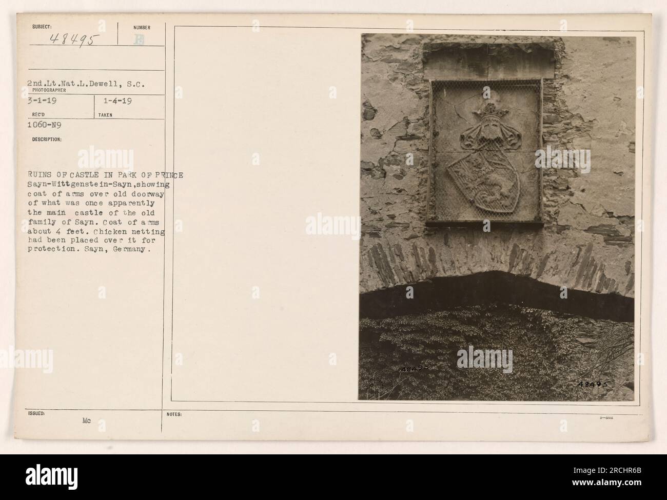 Ruins of castle in the park of Prince Sayn Wittgenstein-Sayn, depicting ...