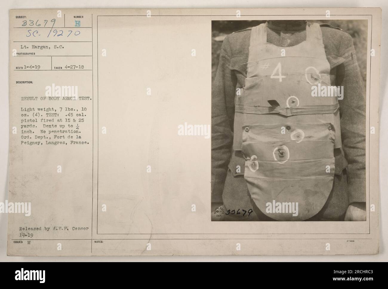 In this photograph, Lt. Hargan is demonstrating the results of a body ...