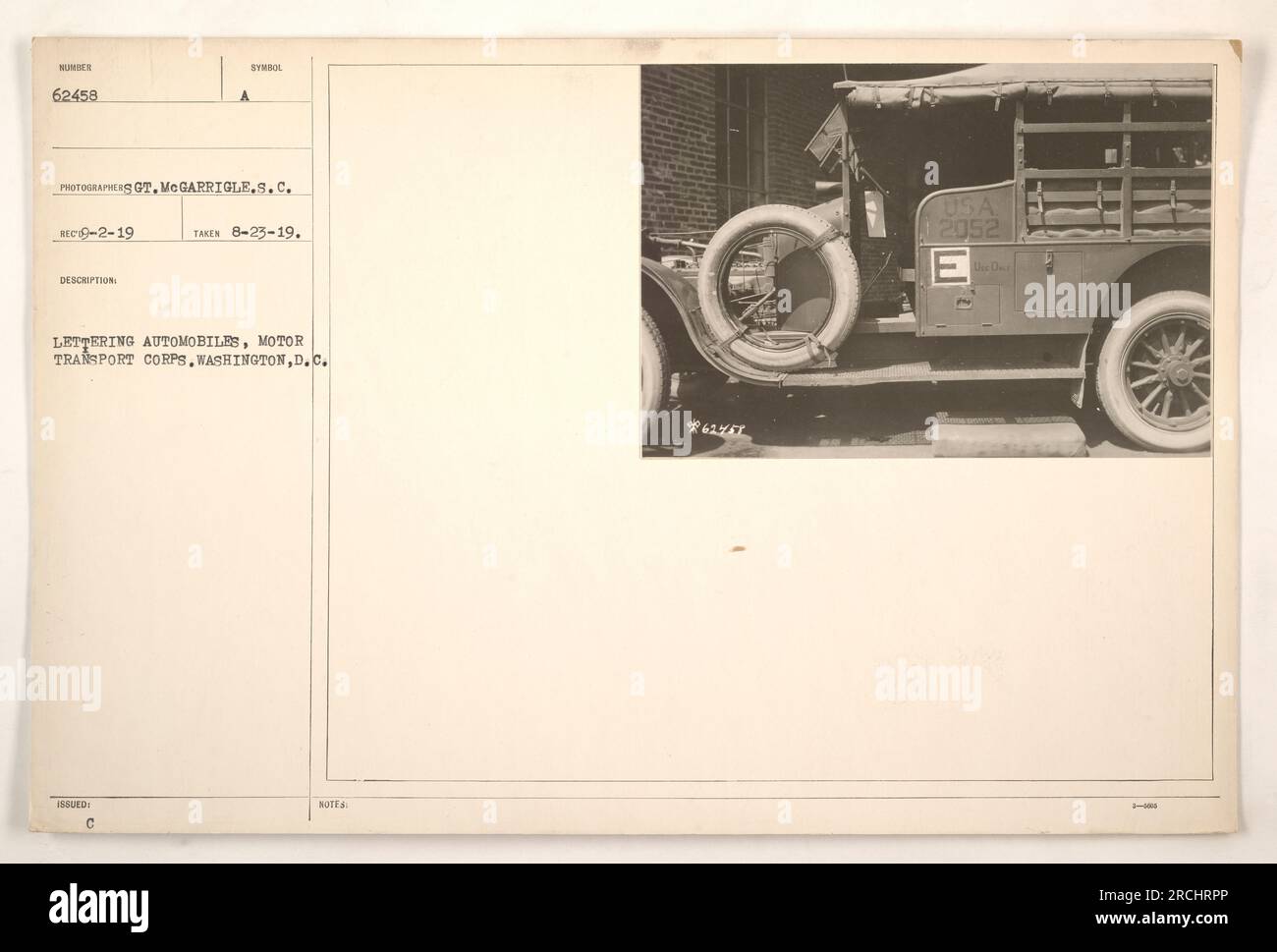 An automobile from the Motor Transport Corps in Washington, D.C., is ...