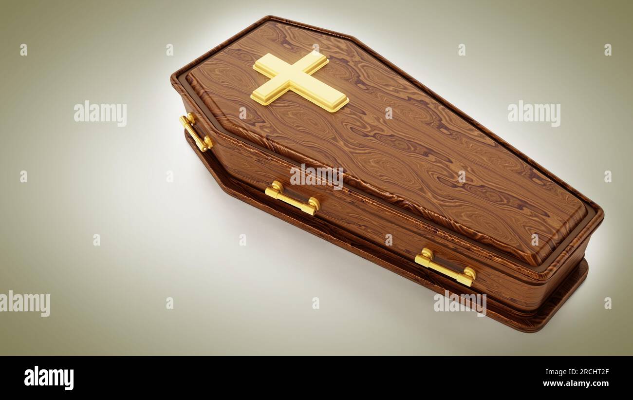 Coffin isolated on white background. 3D illustration Stock Photo - Alamy