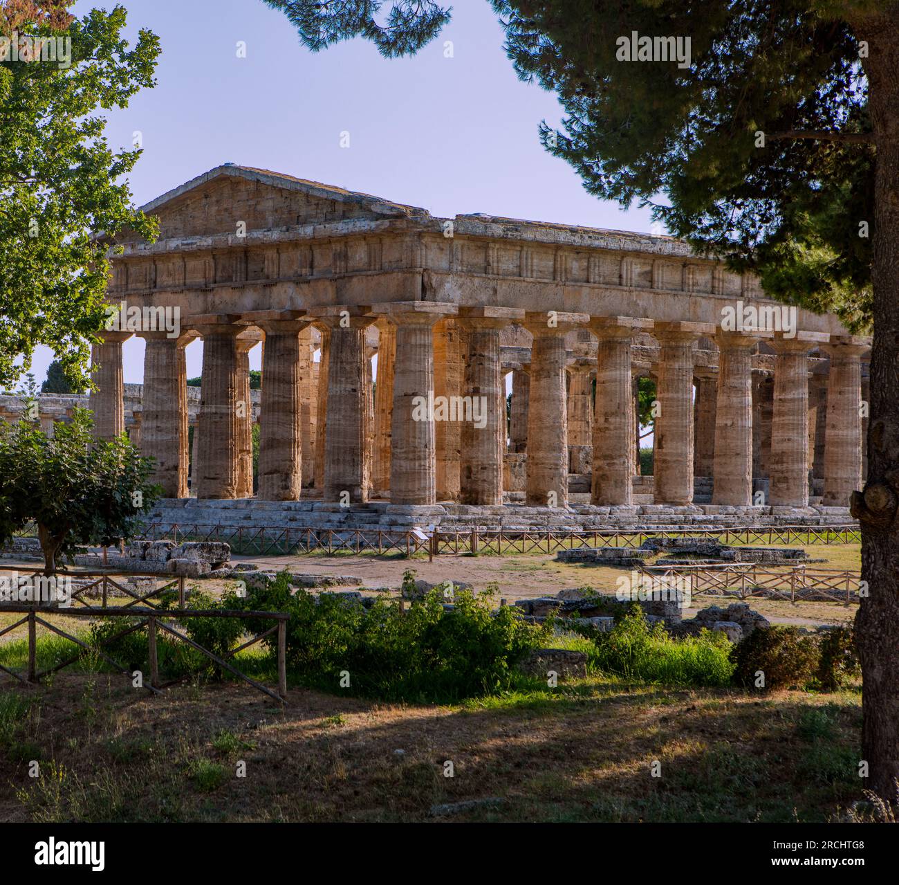 The Temple of Hera II (also known as the Temple of Neptune) in Paestum in Campania is an Ancient ...