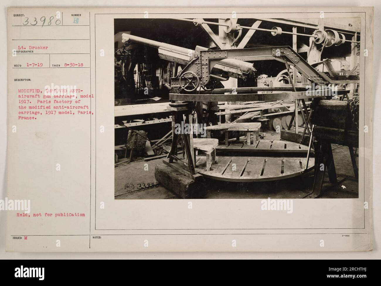 A photograph of a modified and improved anti-aircraft gun carriage, the ...