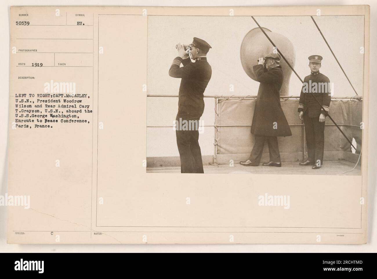This is a photo of President Woodrow Wilson aboard the U.S.S. George ...