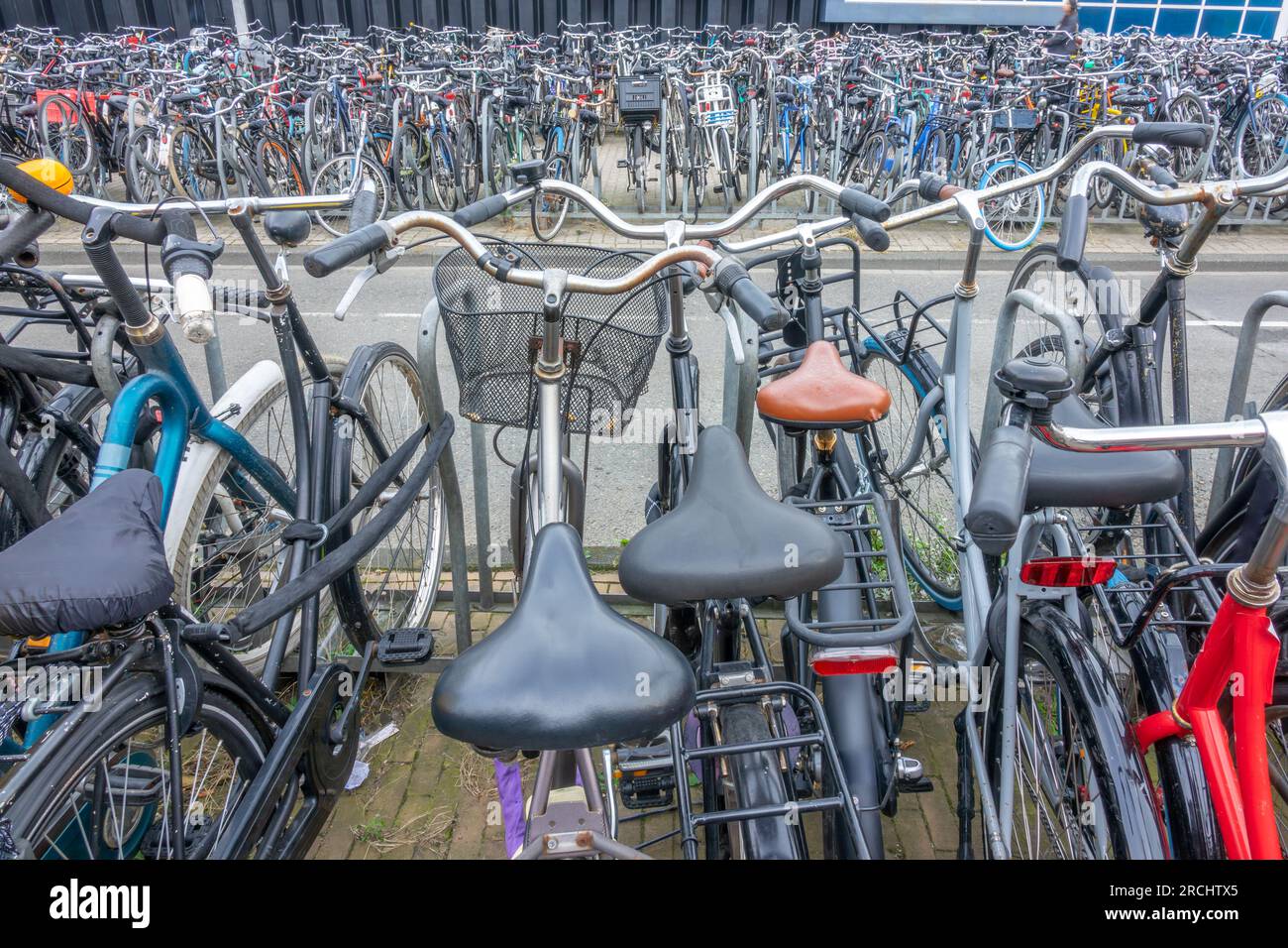 Netherlands. Part of a giant outdoor bicycle parking near Amsterdam ...