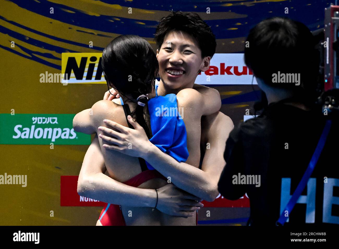Fukuoka, Japan. 15th July, 2023. Shan Lin of China, gold, Yajie Li of ...